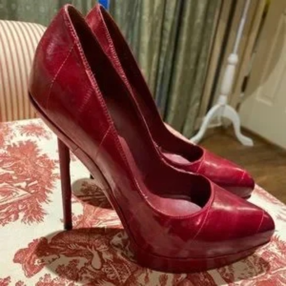 Yves Saint Laurent | Shoes | Ysl Divine Heel Red Eel Skin Platform ...